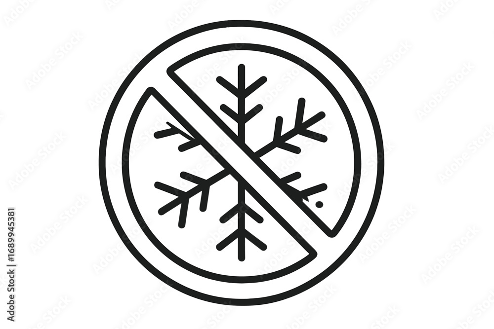 No frost icon. Do not freeze sign. Winter forbidden symbol. Snowflake ...