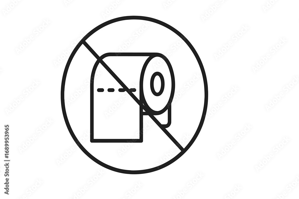 Do not flush toilet paper down the toilet sign. Prohibited icon with a ...