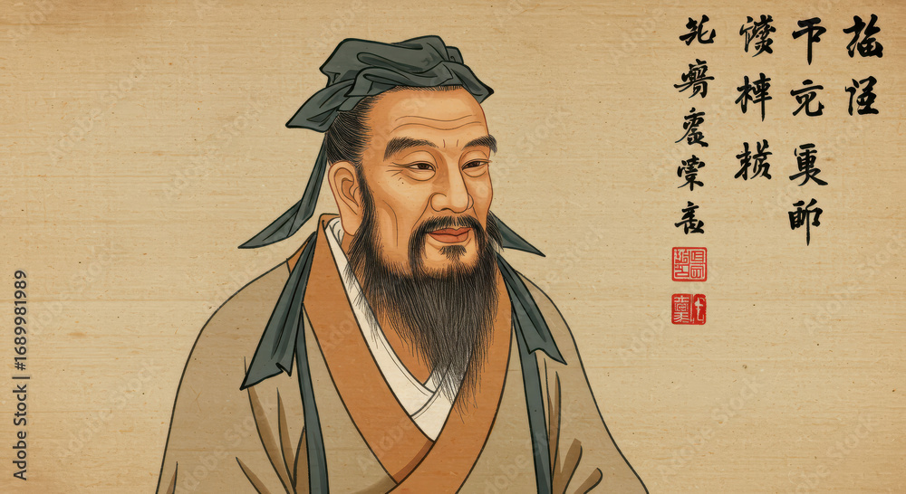 Portrait of Confucius (Kong Fuzi), Ancient Chinese Philosopher ...
