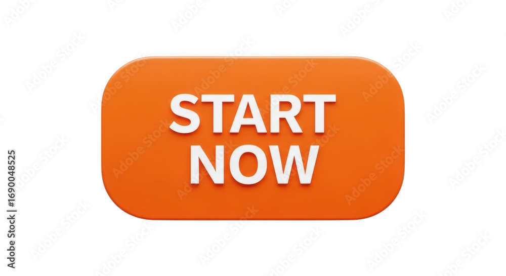 Orange start now button isolated on transparent background Stock ...