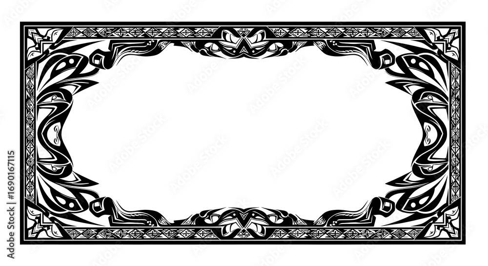 Elegant black and white tribal border design for certificates, diplomas ...