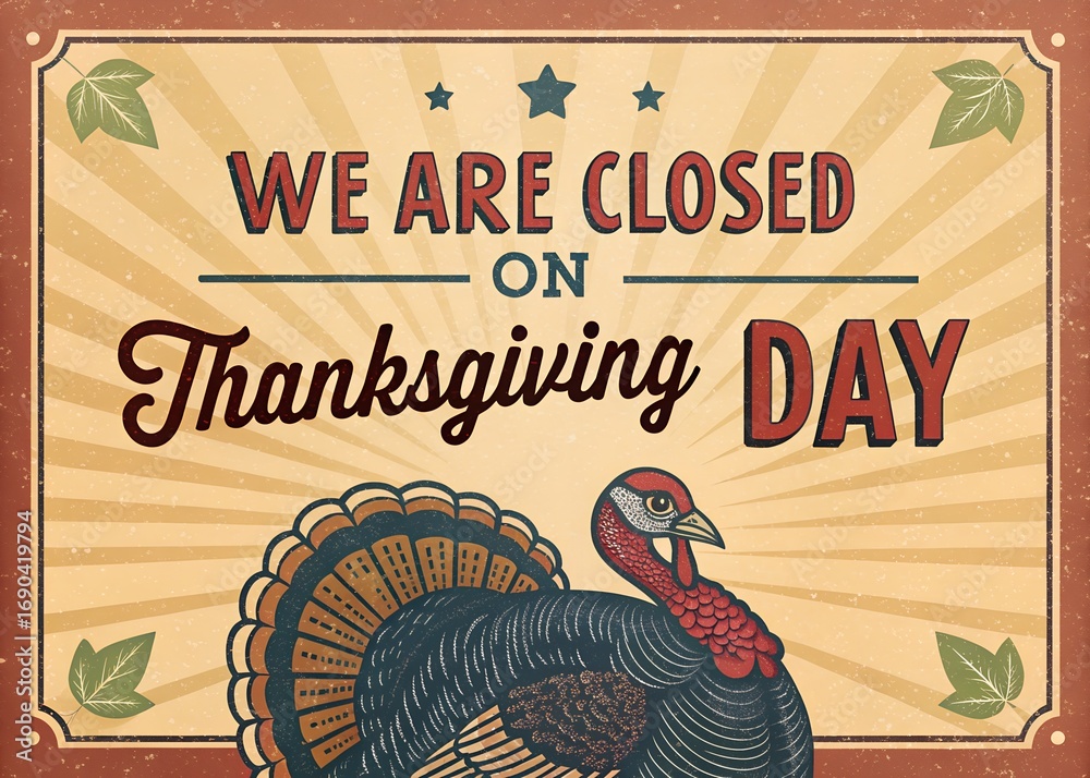 Thanksgiving Day Closure Announcement Poster Design – Office Closed ...