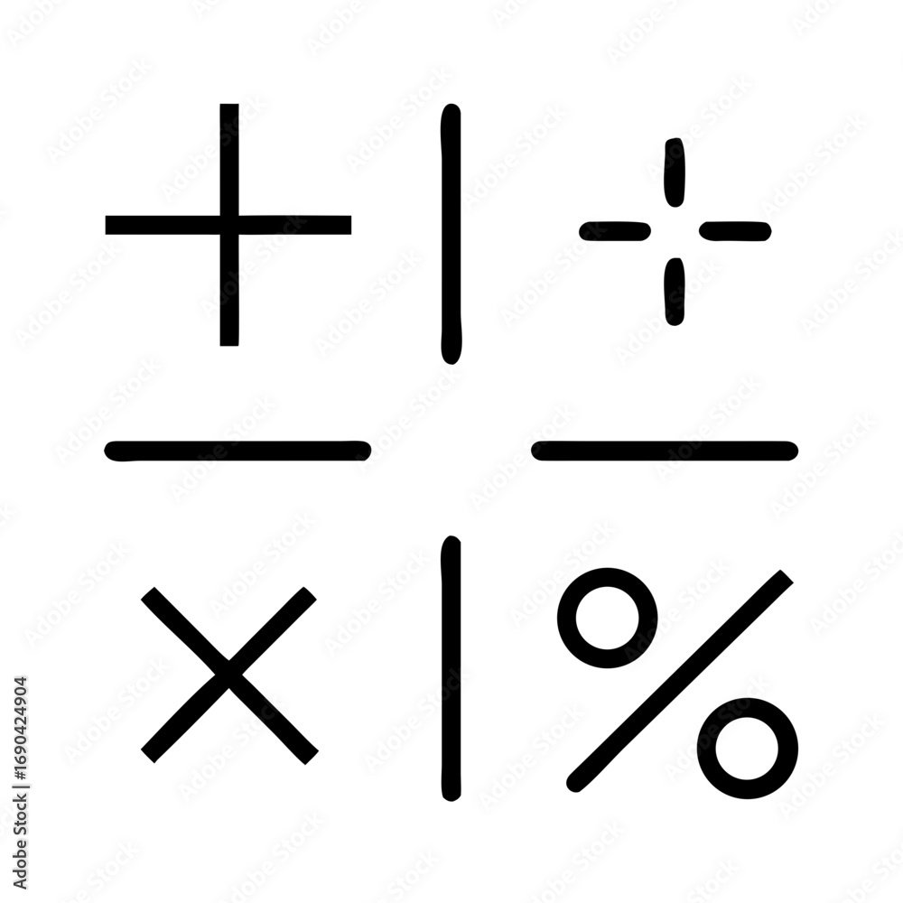 Mathematical symbols for addition, subtraction, multiplication, and ...