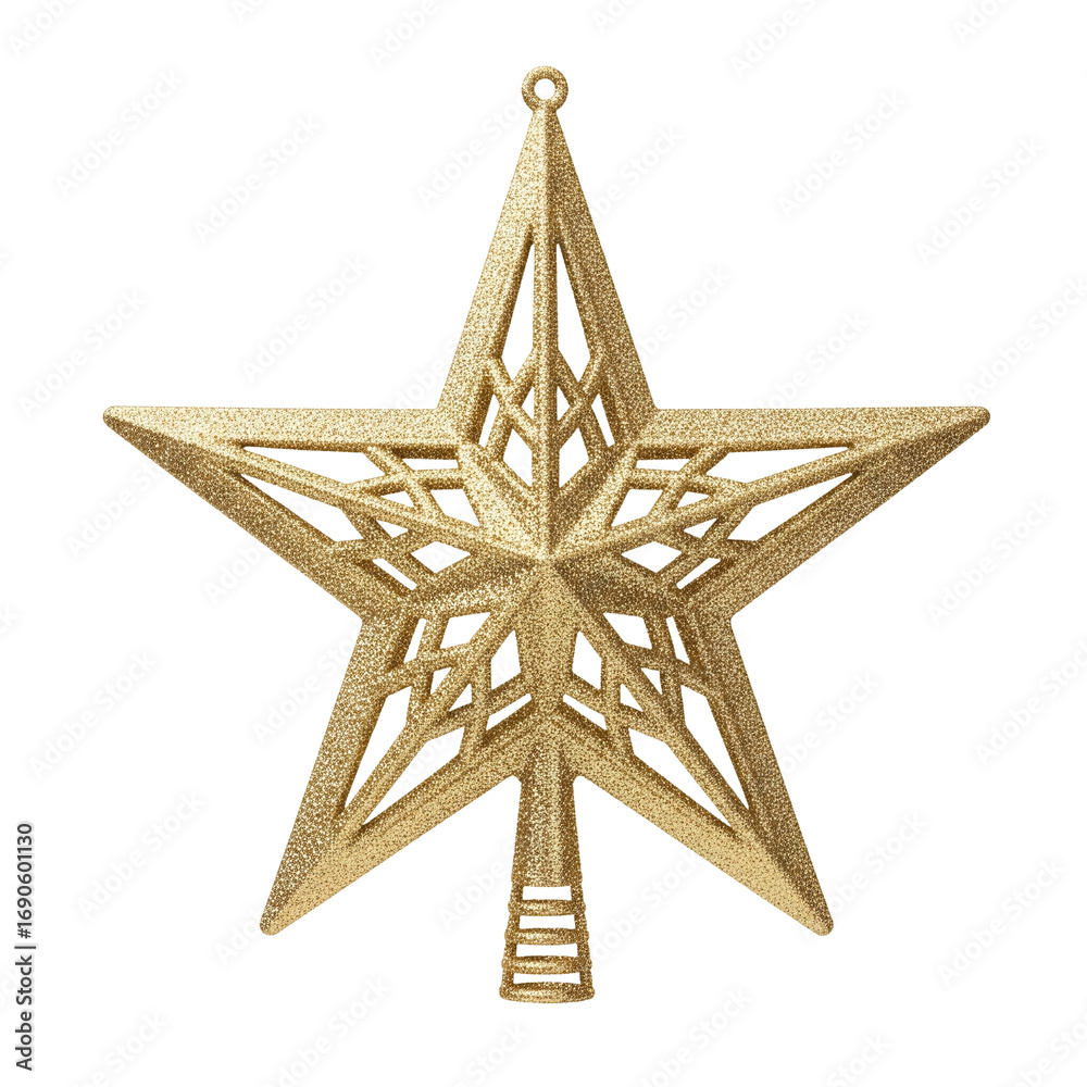 Ornate gold glitter christmas tree topper star Stock Photo | Adobe Stock