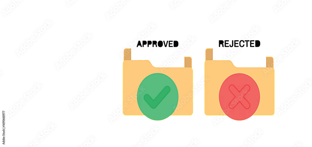 Approved vs Rejected Comparing Folders with Check Mark and Cross Icon ...