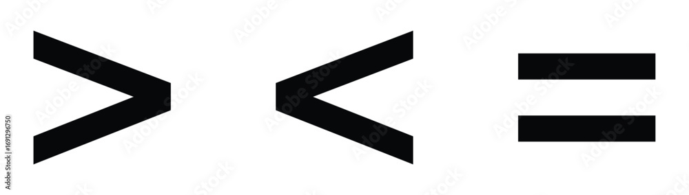 Mathematics inequality symbols. Greater than, less than, greater than ...