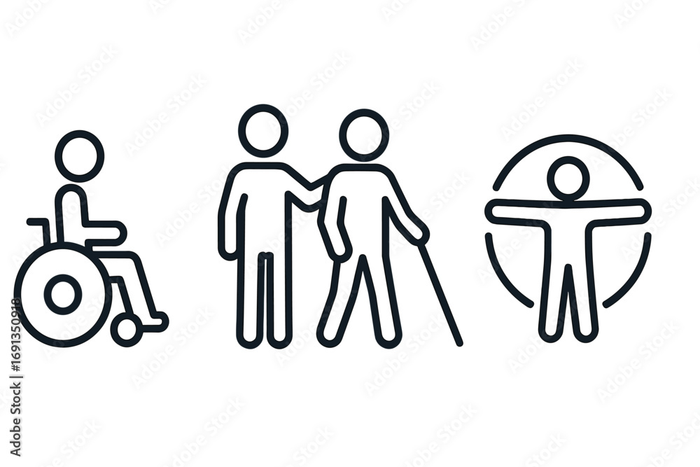 Accessibility icon set for inclusive design. Minimalist vector symbols ...