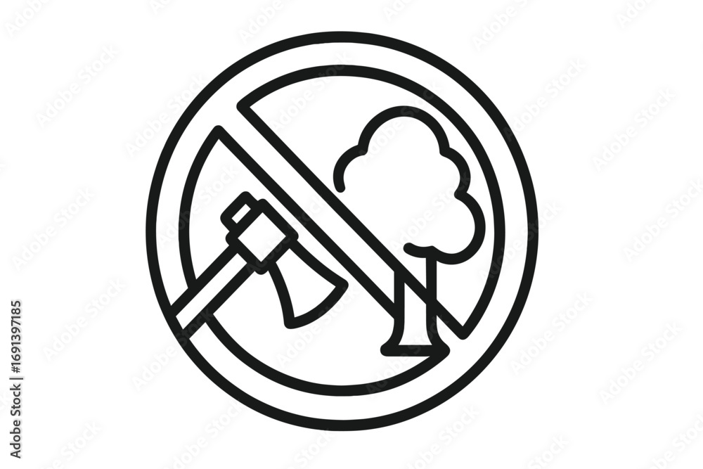Vector de Stock No tree felling sign. Deforestation prohibited symbol ...