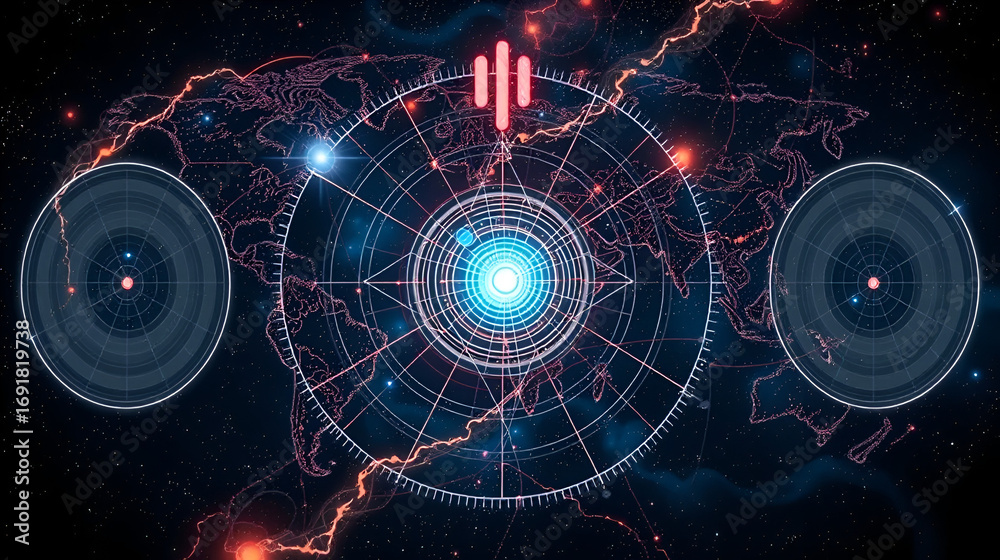 Design an engaging visualization of a cosmic map with intertwined ...