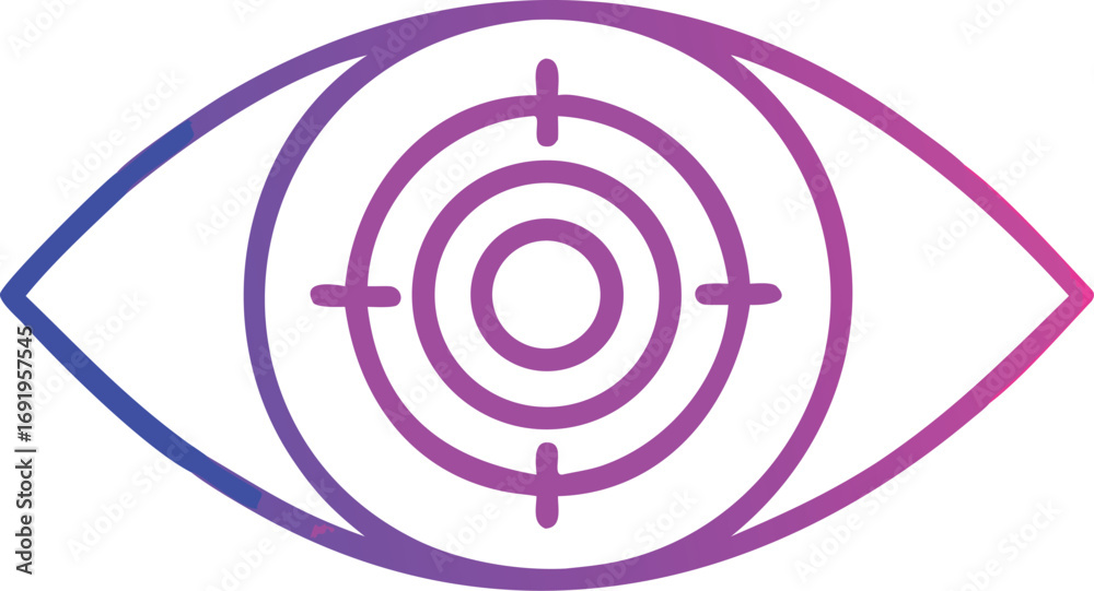Outline of an eye with target reticle and gradient colors crosshairs ...