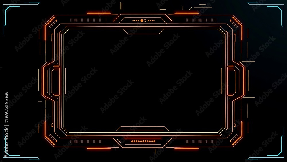 Cyberpunk HUD border, pixel art UI frame, digital glitch accents ...