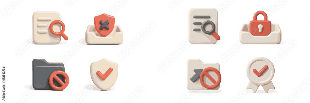 Modern icon set for data security and file management with symbols for ...
