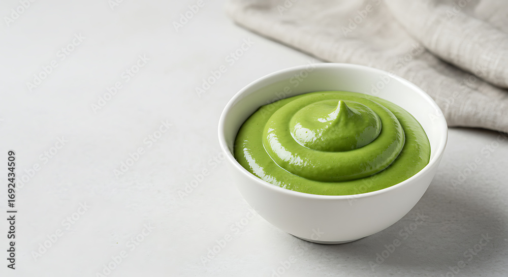 Soft matcha green mousse with smooth texture and soothing green tea ...