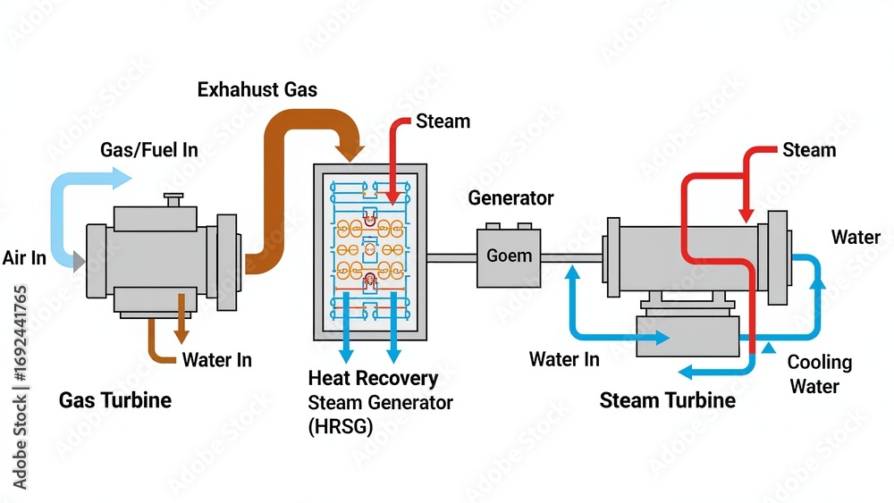 Stock-Illustration „Technical diagram illustrating a combined cycle gas ...