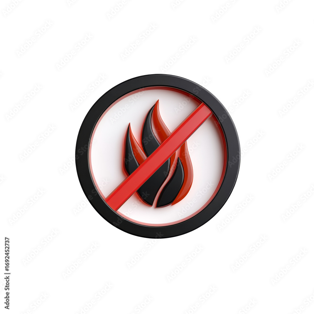 No fire symbol with red line for safety signs and posters Stock ...