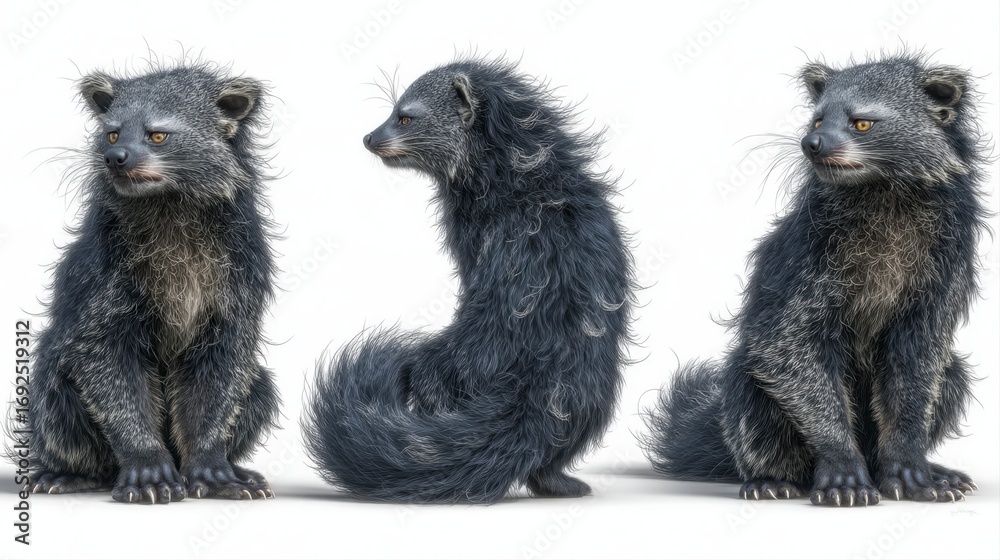 Charismatic Binturong Character with Prehensile Tail Displayed Stock ...