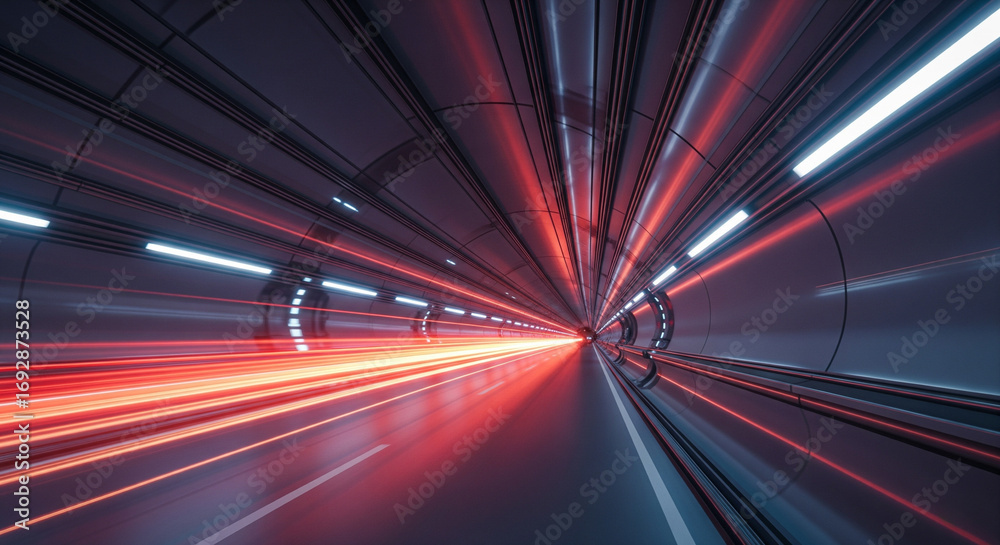 Traffic in high speed tunnel, bullet train tunnel, ultra speed ...