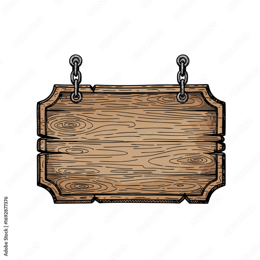 Wooden signboard with chains in a vintage style Stock Vector | Adobe Stock