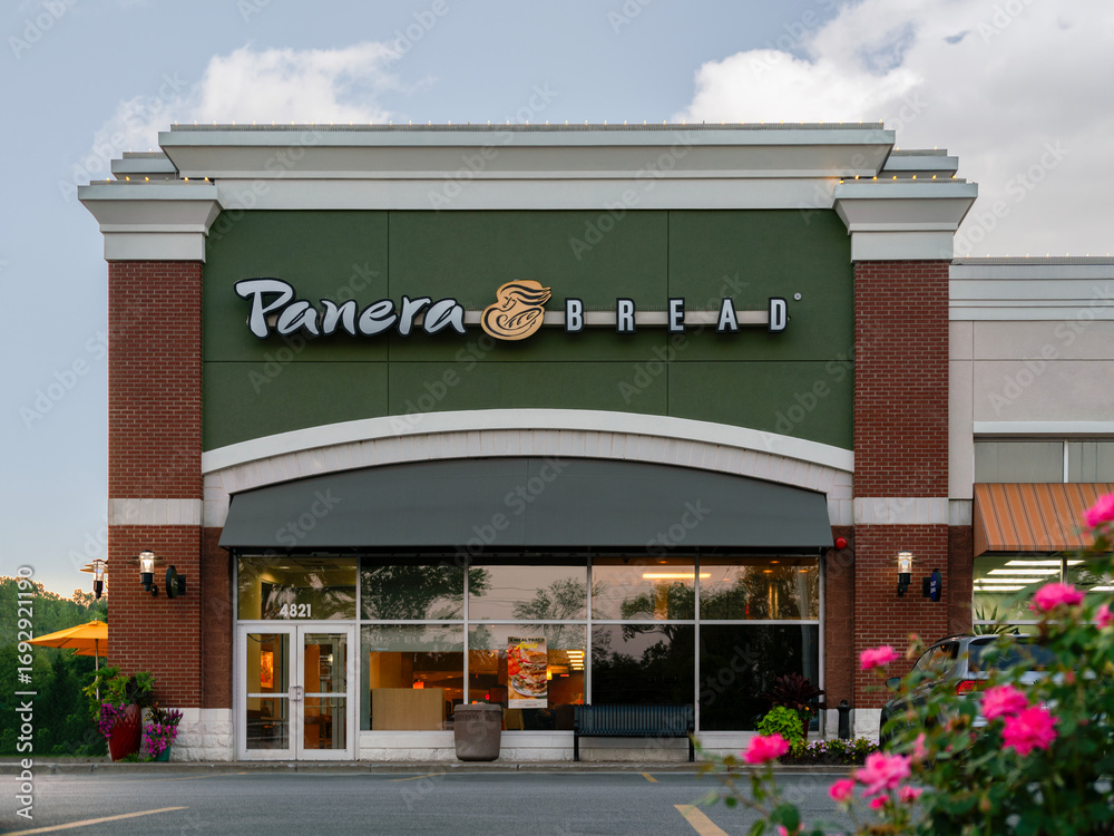 New Hartford, NY - Aug 14, 2025: Panera Bread is a fast-casual bakery ...