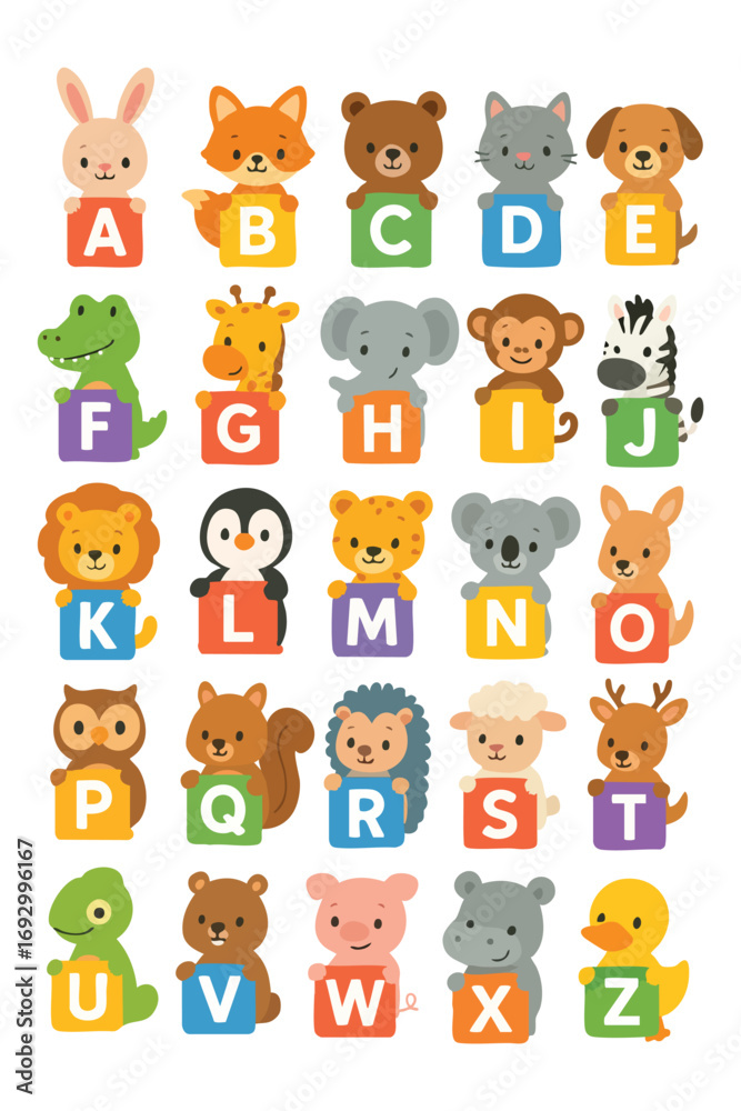 Cute Animal Alphabet Chart – Cartoon Animals for Each Letter A to Z ...