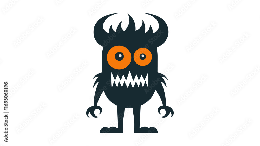 funny monster shape with one big and one small eye and horns on the ...