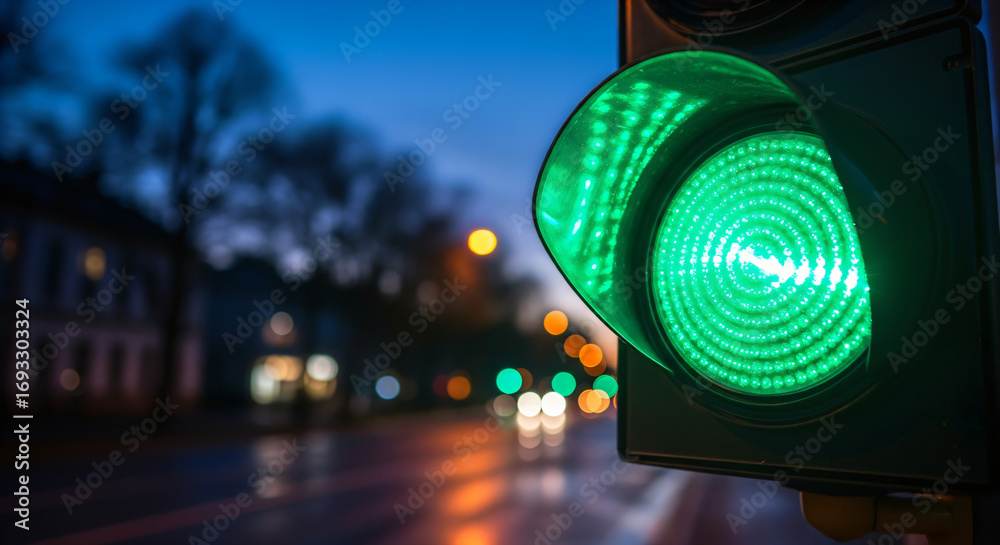 Traffic light showing a bright green signal, indicating that vehicles ...