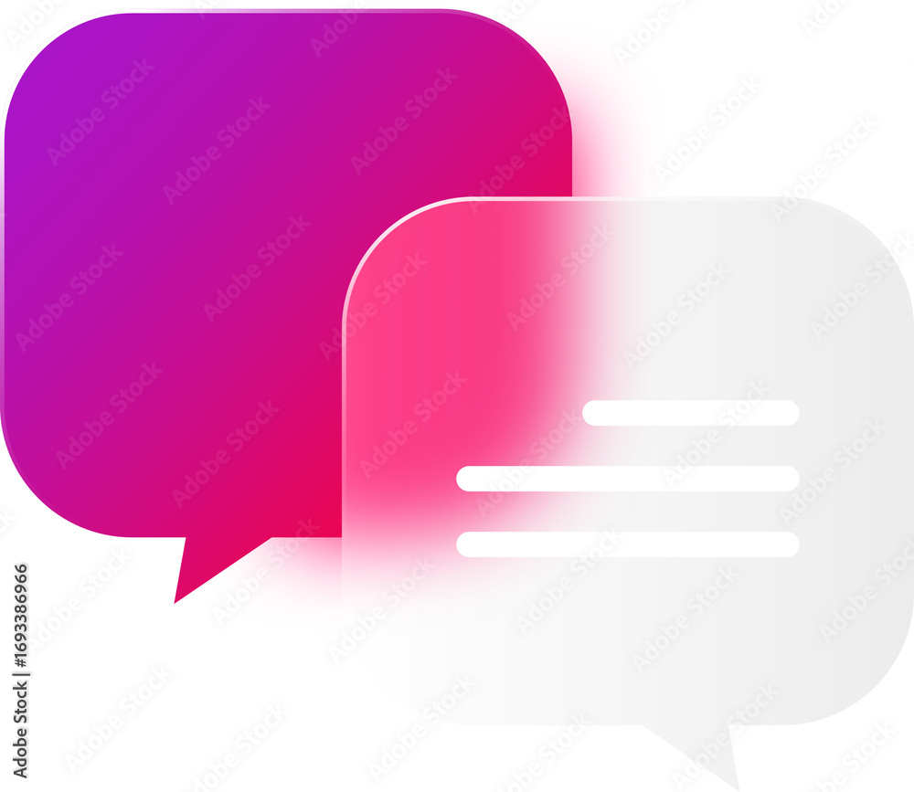 Modern Chat Bubbles Icon With Purple And Glassmorphism Effect Stock ...