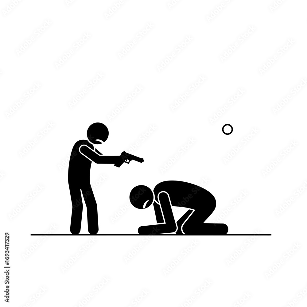 Vector de Stock Vector art of a stick figure points a gun at another ...