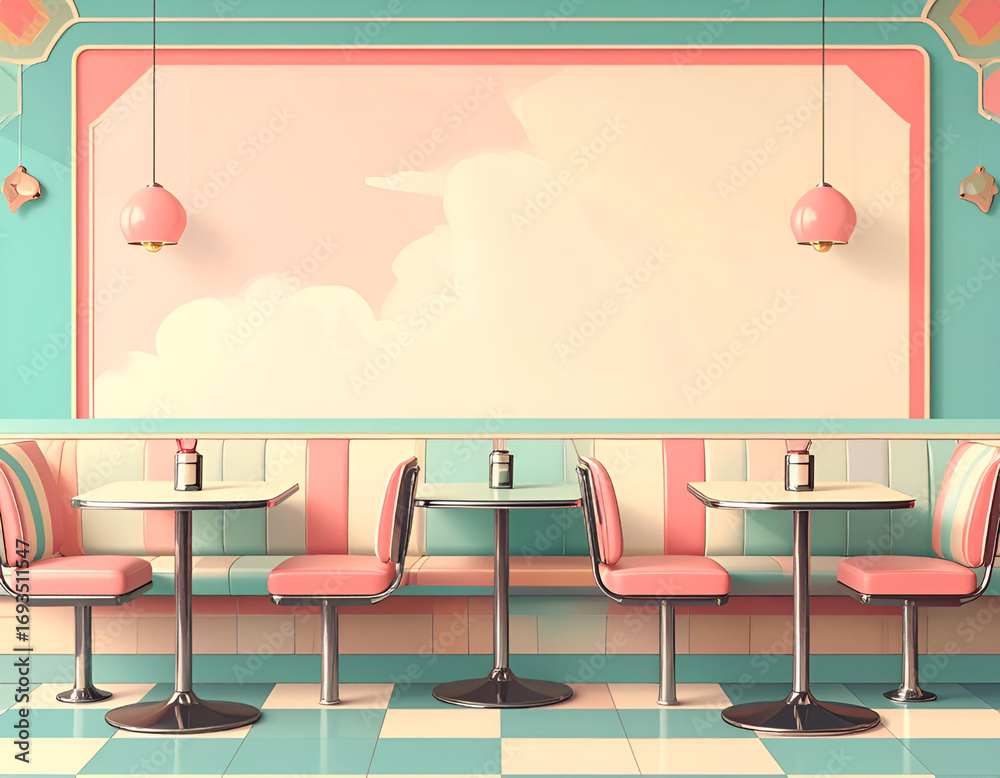 Retro diner menu template in 1950s American style Stock Photo | Adobe Stock