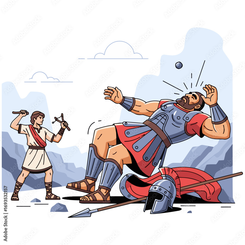 Vector de Stock David and Goliath Biblical story, bible story | Adobe Stock