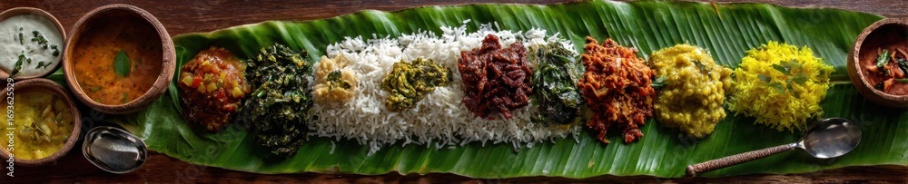Authentic Traditional Onam Sadhya Vegetarian Feast on Banana Leaf ...