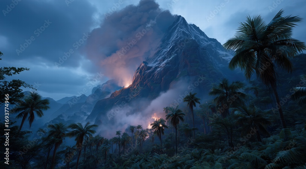 Illustration Stock Dynamic angle large-scale photography of burning ...