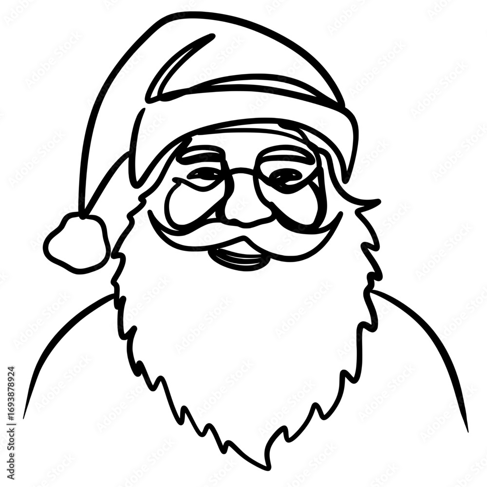 Santa Claus Waving Hand Christmas Coloring Page Vector Line Art Stock ...