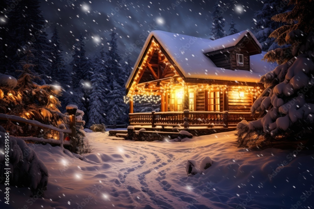 Cozy log cabin architecture christmas building. Stock Photo | Adobe Stock