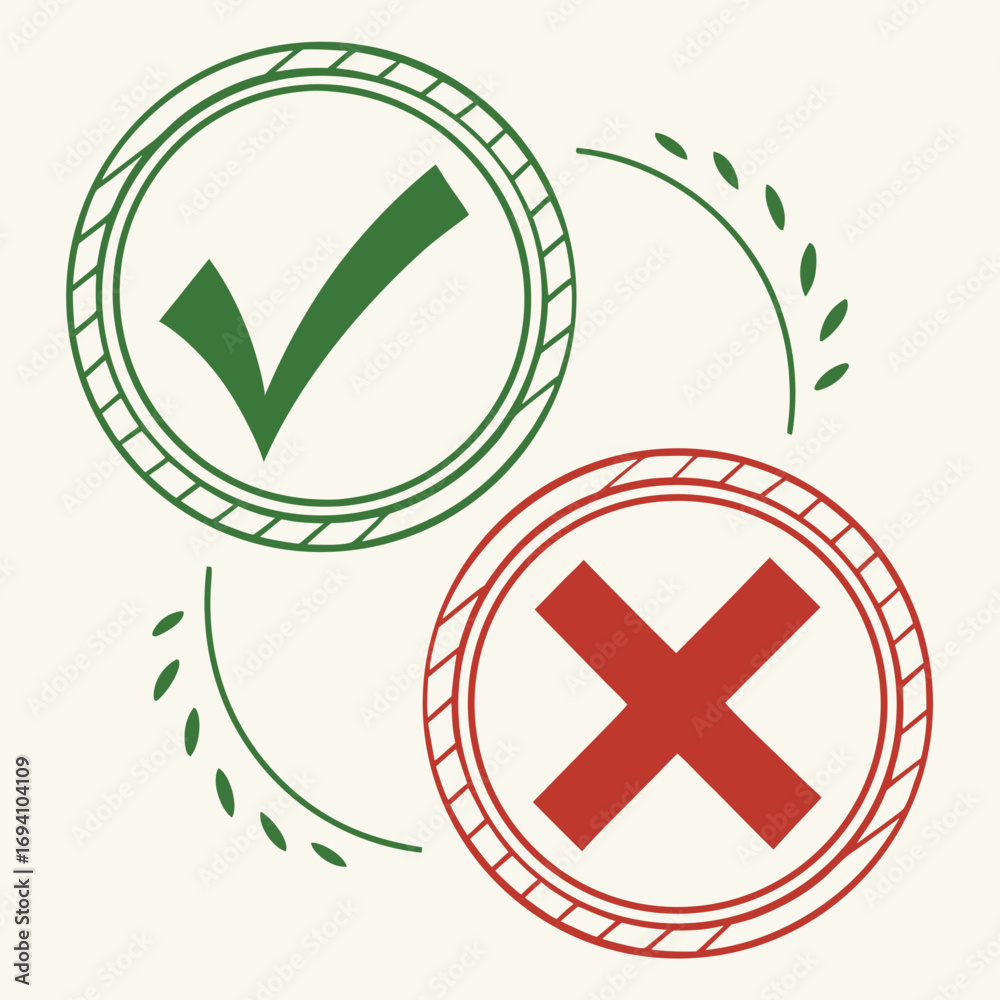 Check mark and cross mark symbols for correct and incorrect choices ...
