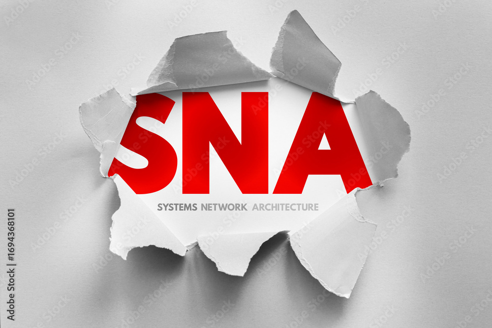 SNA (Systems Network Architecture) acronym shown behind torn paper ...