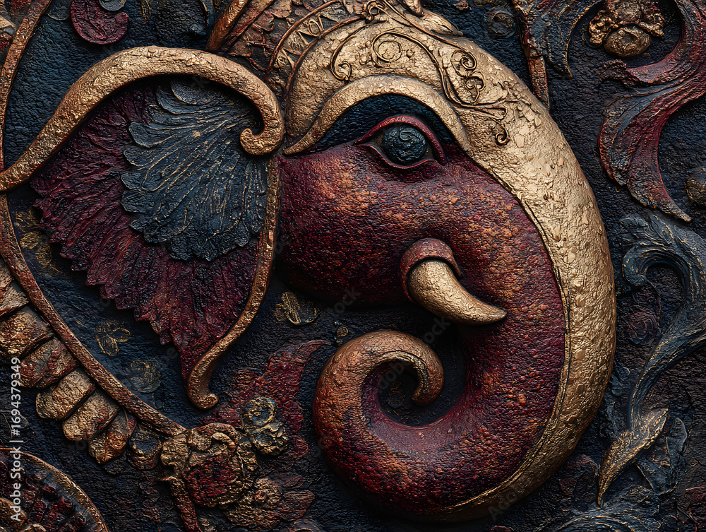 old abstract texture art of lord ganesha Stock Photo | Adobe Stock