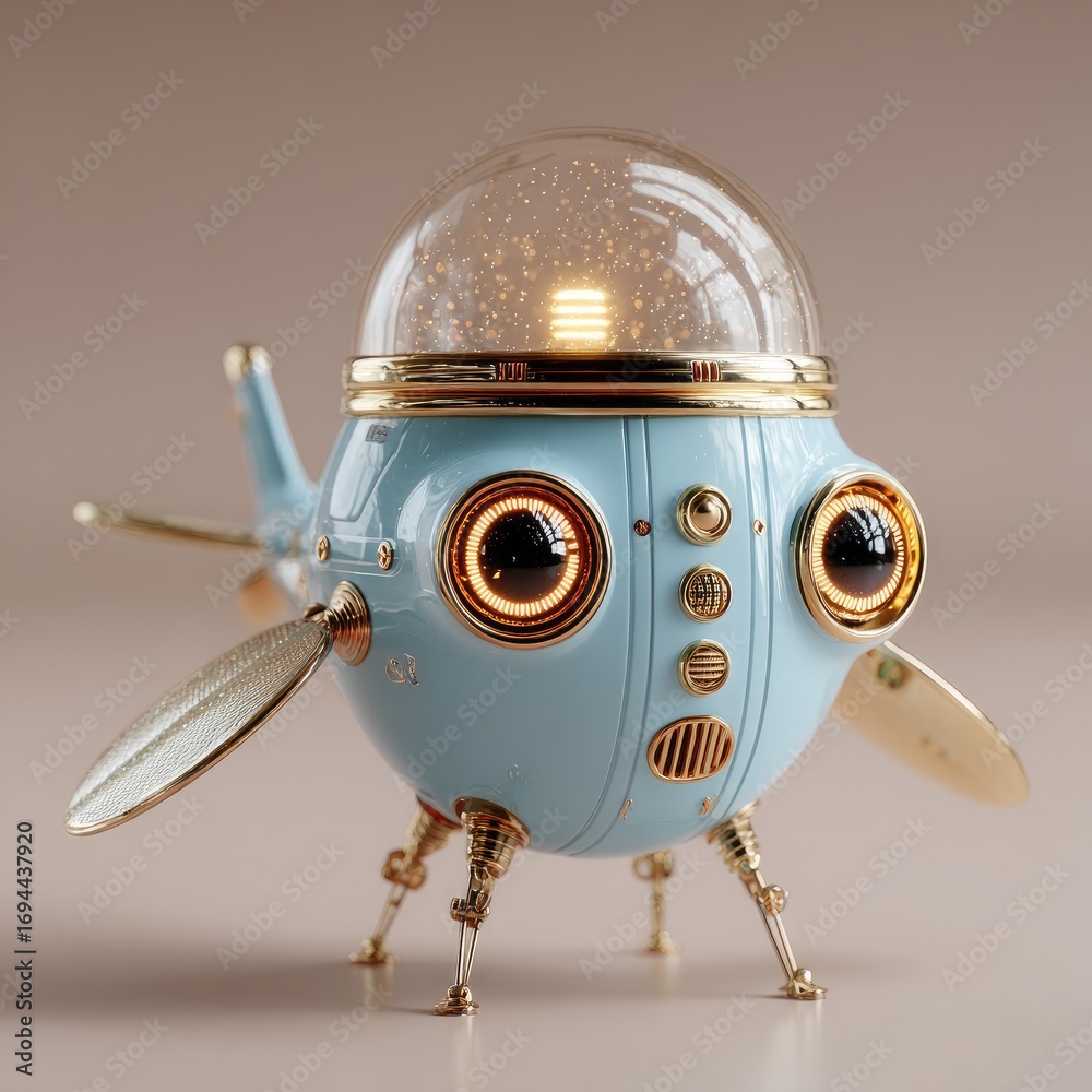 Whimsical Robot with Dome Head and Bug Features Stock Photo | Adobe Stock