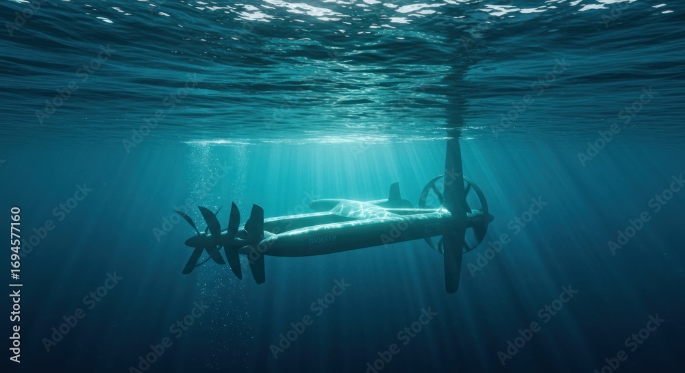 An advanced underwater turbine system with multiple propellers ...