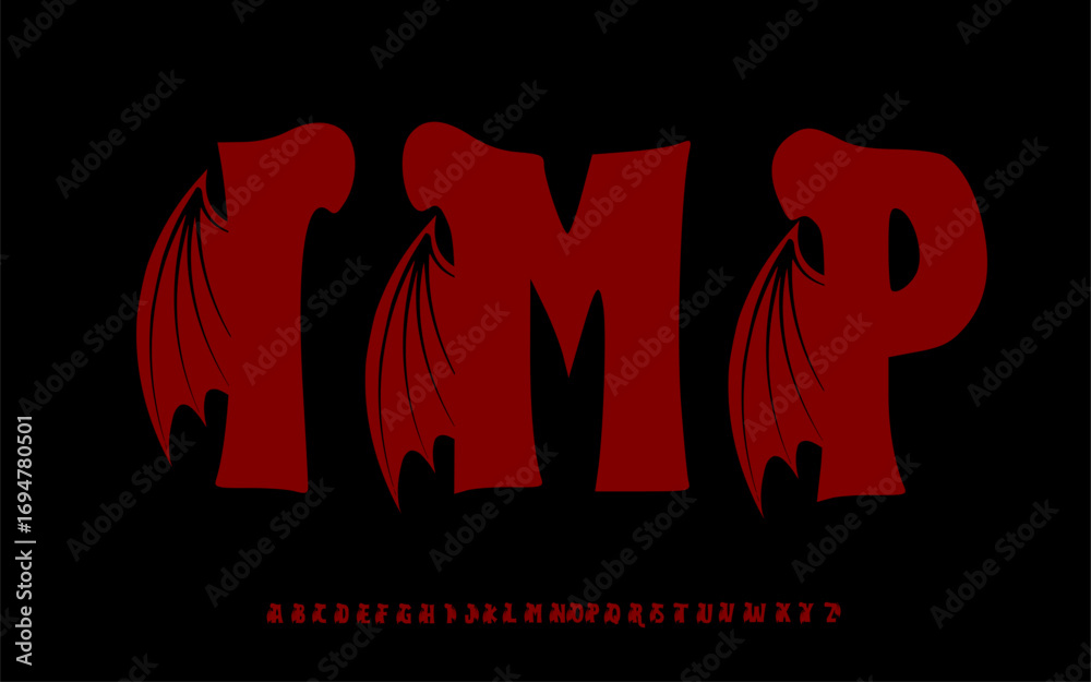 IMP Bat Wing Font – Gothic Horror Display Typeface Vampire Demon ...