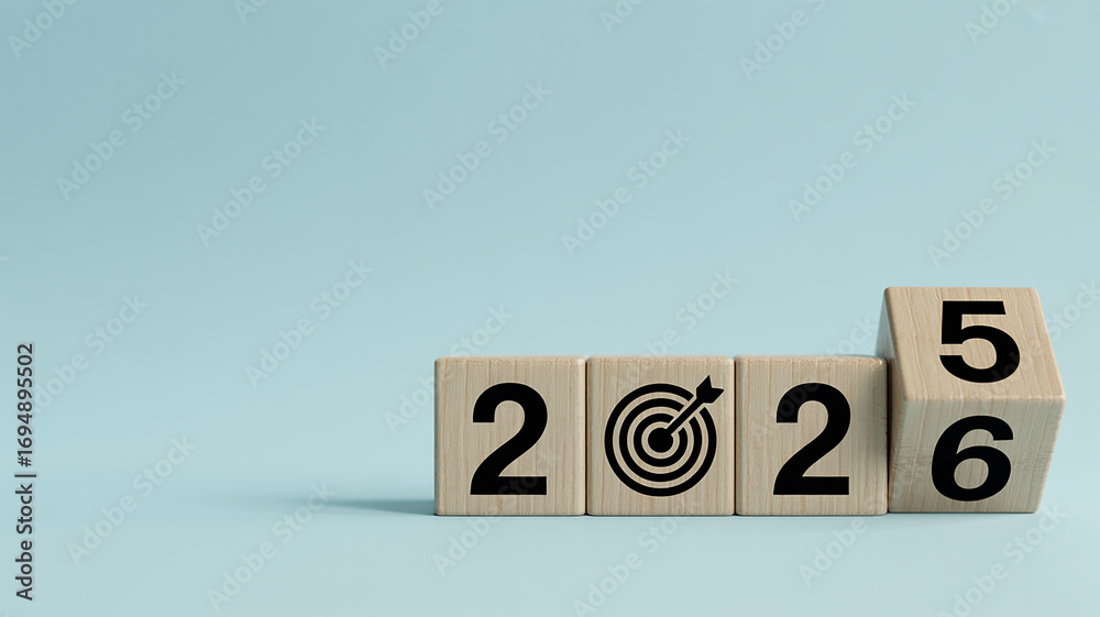 Flipping Wooden cube block for change 2025 to 2026, Countdown to 2026 ...
