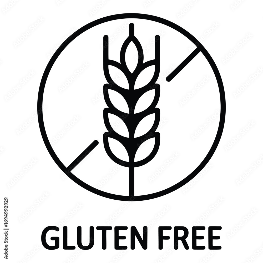 Gluten free icon representing dietary restrictions and food allergies ...