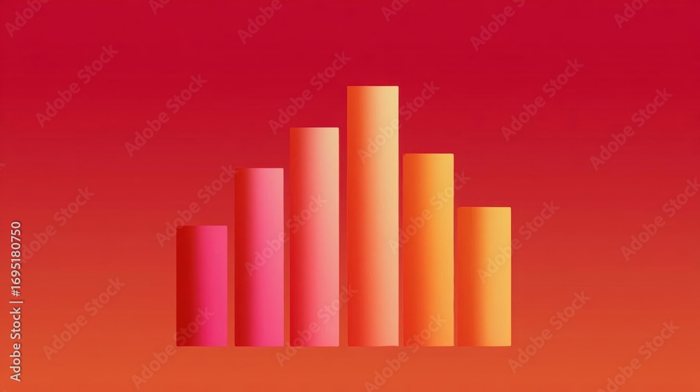 Bar graph with six bars of varying heights. the bars are arranged in a ...