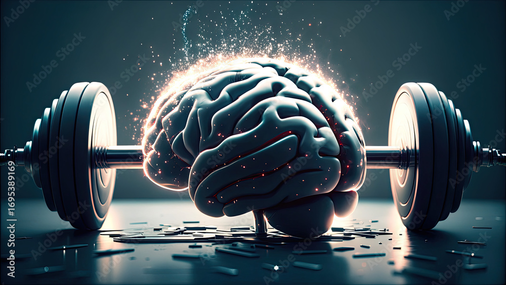 Cognitive strength training brain power neurological concept. A ...