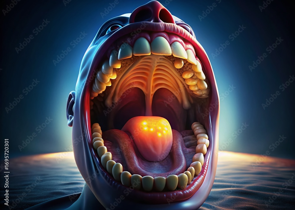 Night-lit 3D Model of Human Tonsils and Adenoids: Medical Anatomy ...