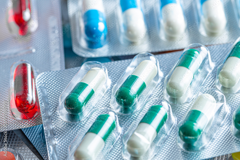 Variety of medicines and drugs.Medicine and healthcare concept.Variety ...