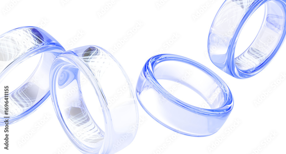 Abstract 3d background with glass liquid transparent circle rings ...