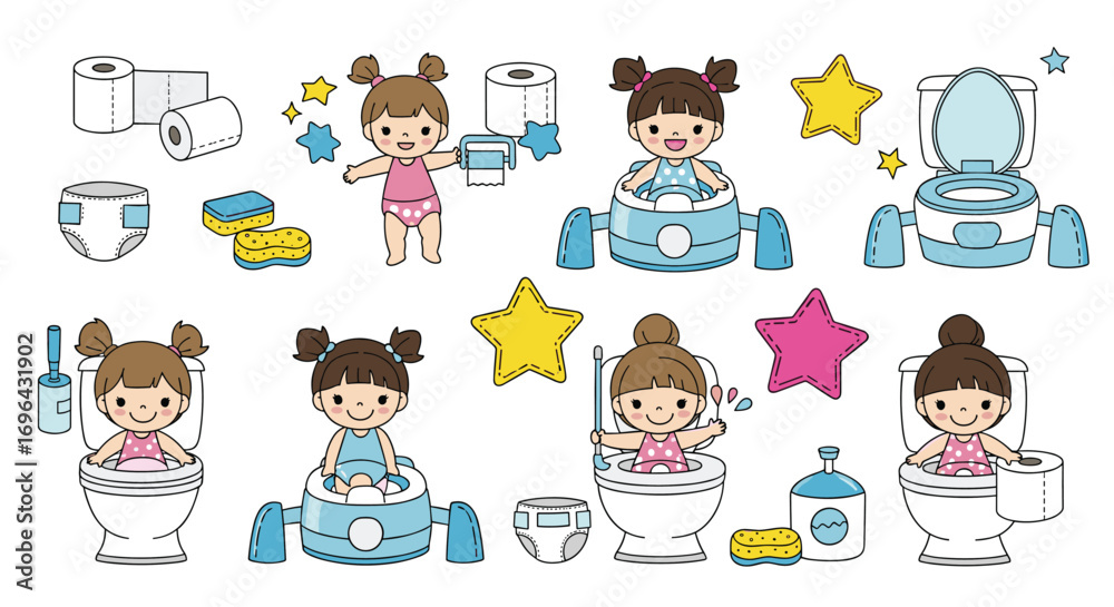 Potty training journey little girls learning independence and hygiene ...