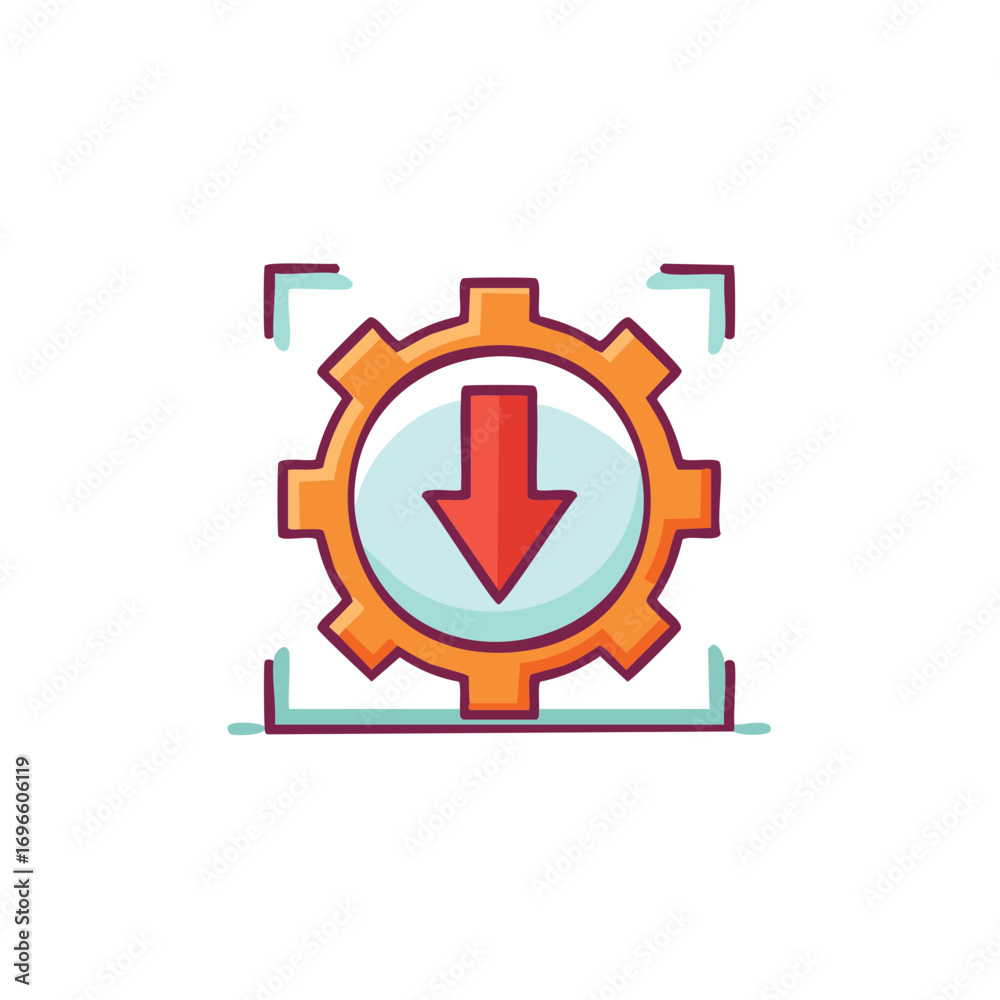 Downloading Process Visualization a Gear with an Arrow Signaling ...
