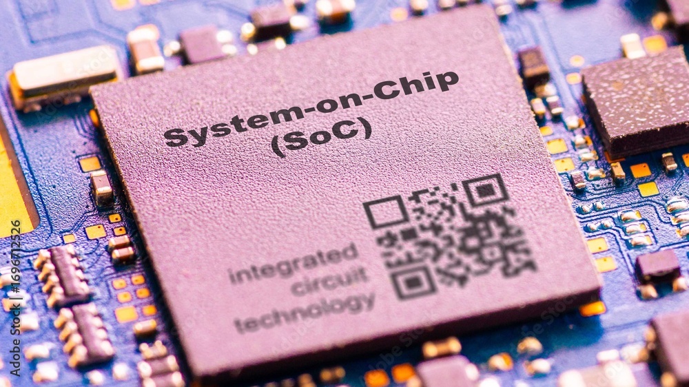 System-on-Chip (SoC) IC integrating multiple components (CPU, GPU ...